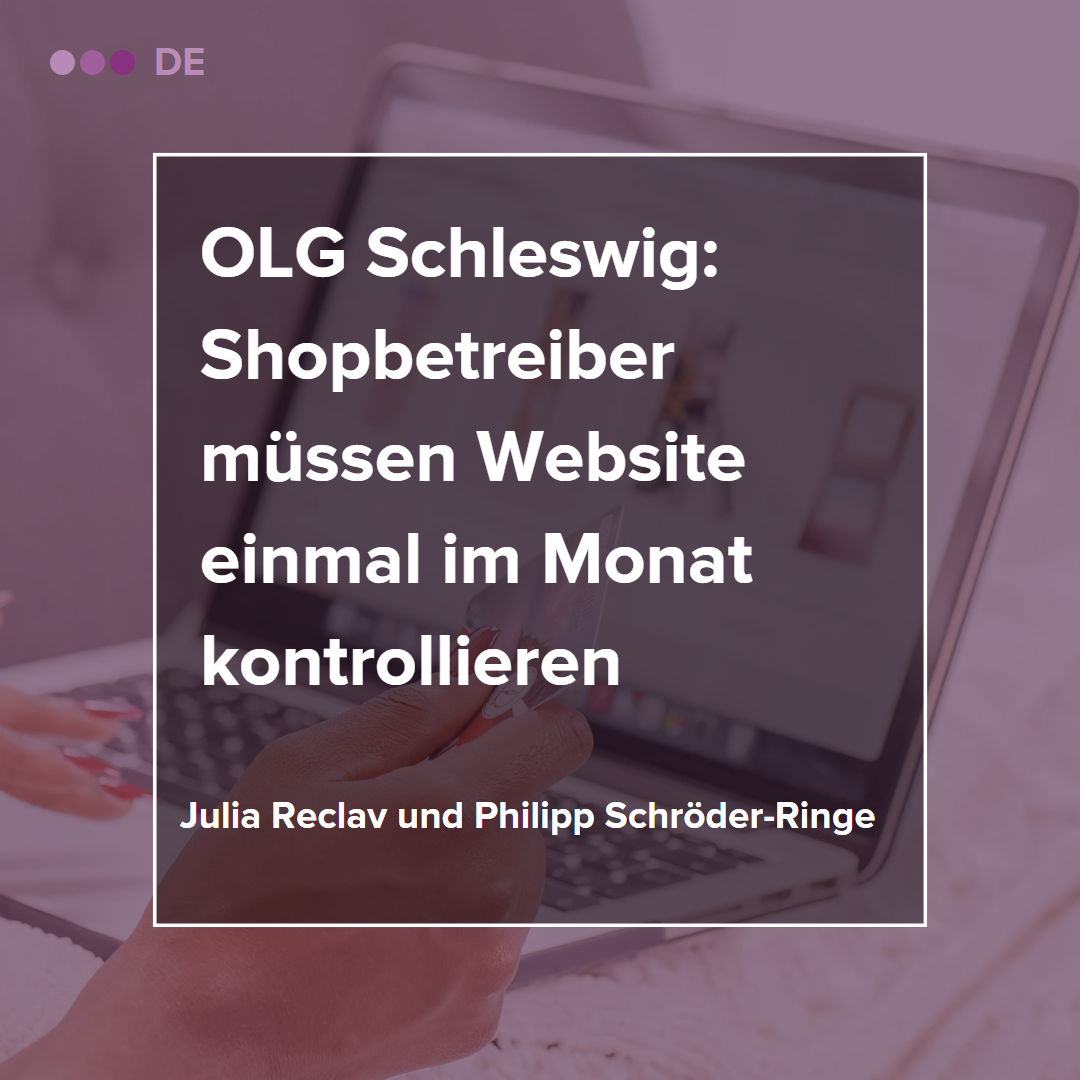OLG Schleswig: Shop operators must check the functionality of their ...